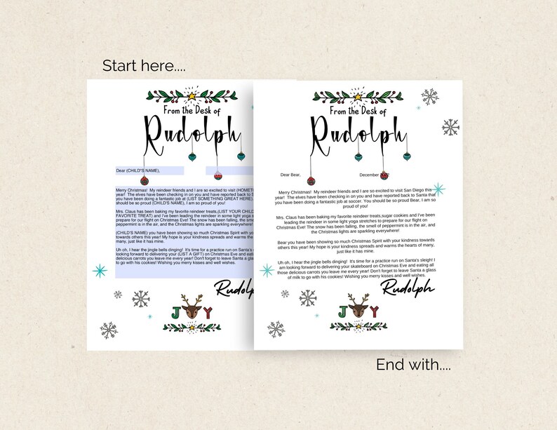 Editable Letter From Rudolph: Printable Christmas Keepsake (PDF) - Etsy