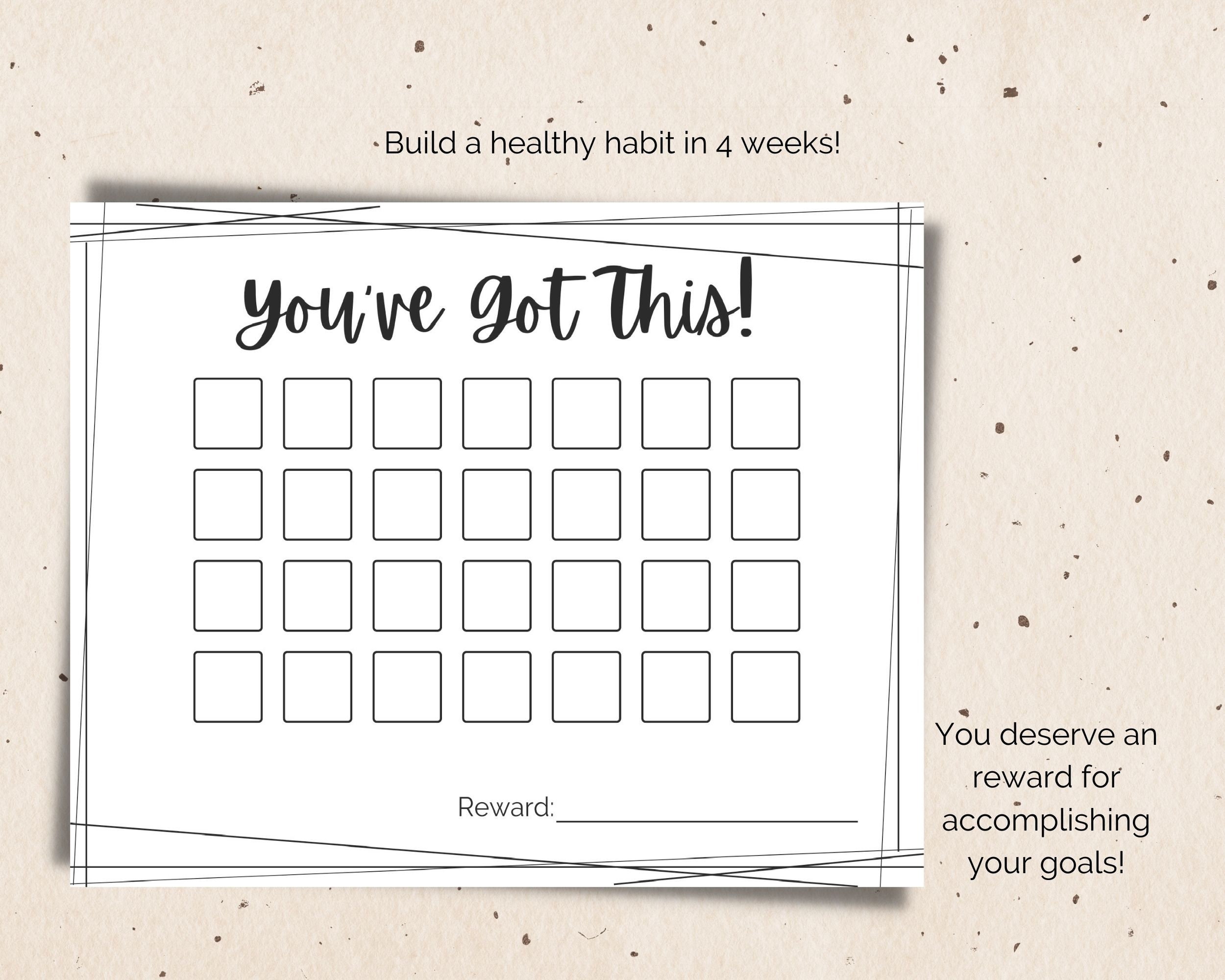 Adult Rewards Chart -4 Week Reward Chart - Sticker Chart - Routine ...