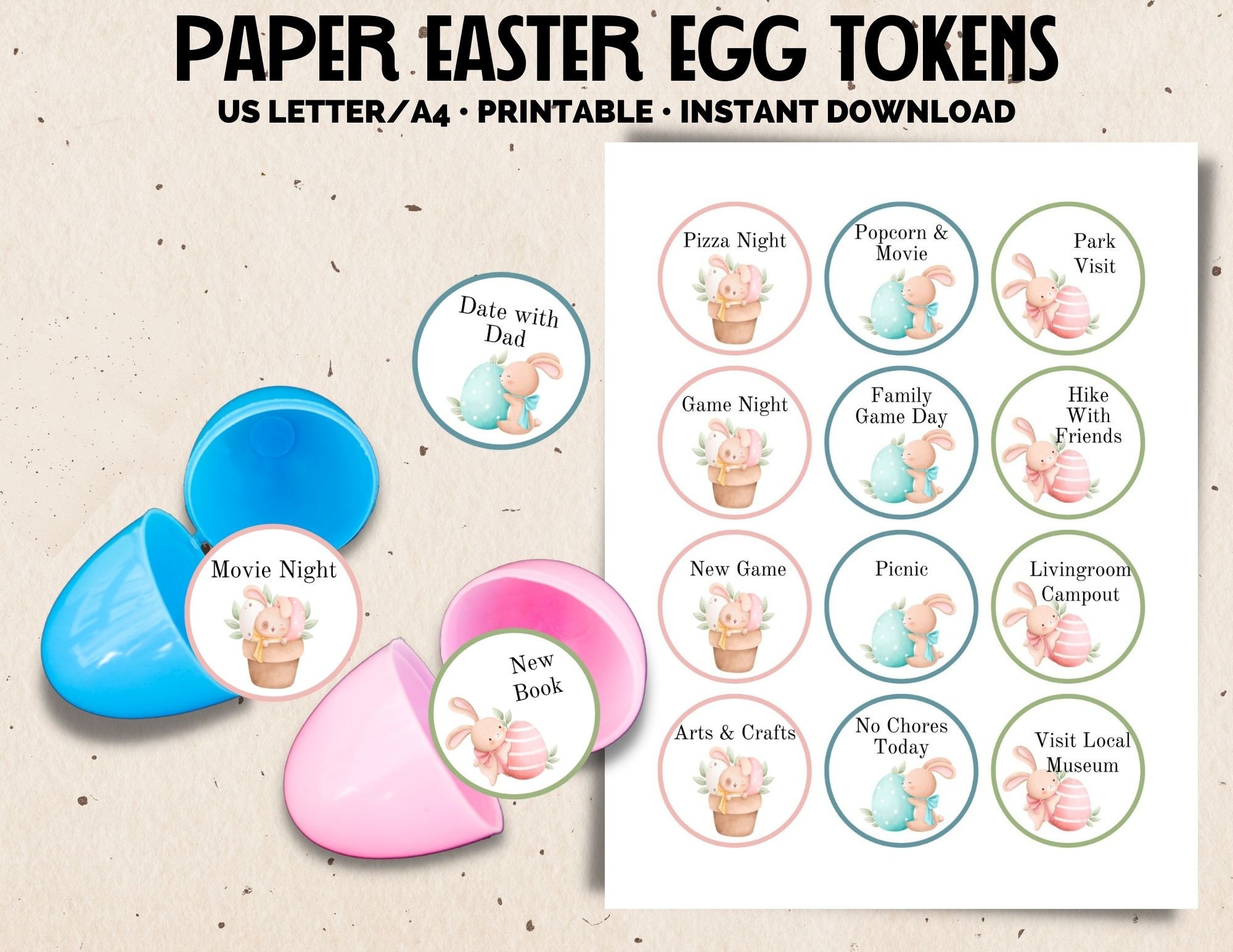 Paper Easter Egg Tokens Printable Easter Egg Tokens Easter Tokens for ...