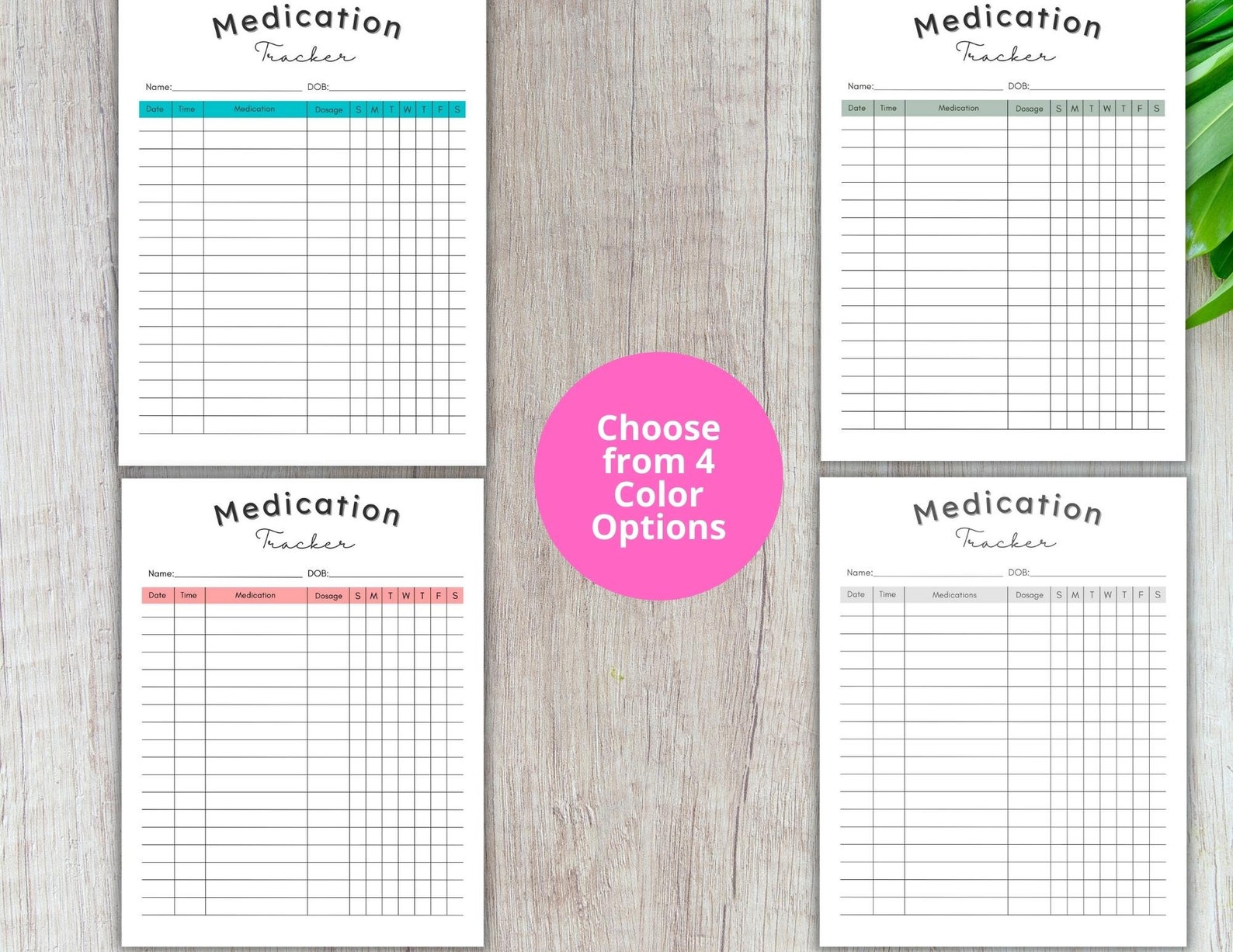 Medication Printable Simple Chart Tracker Pages Medication - Etsy