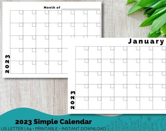 Monthly Blank Calendar Printable Landscape Insert Fillable - Etsy