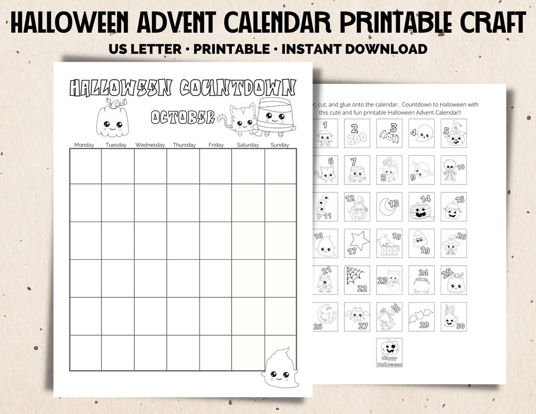 Halloween Countdown Printable Craft - Halloween Advent Calendar for ...