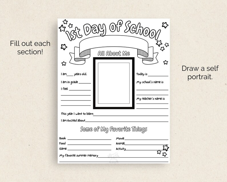 First and Last Day of School Printable - All About Me Printable - Get ...