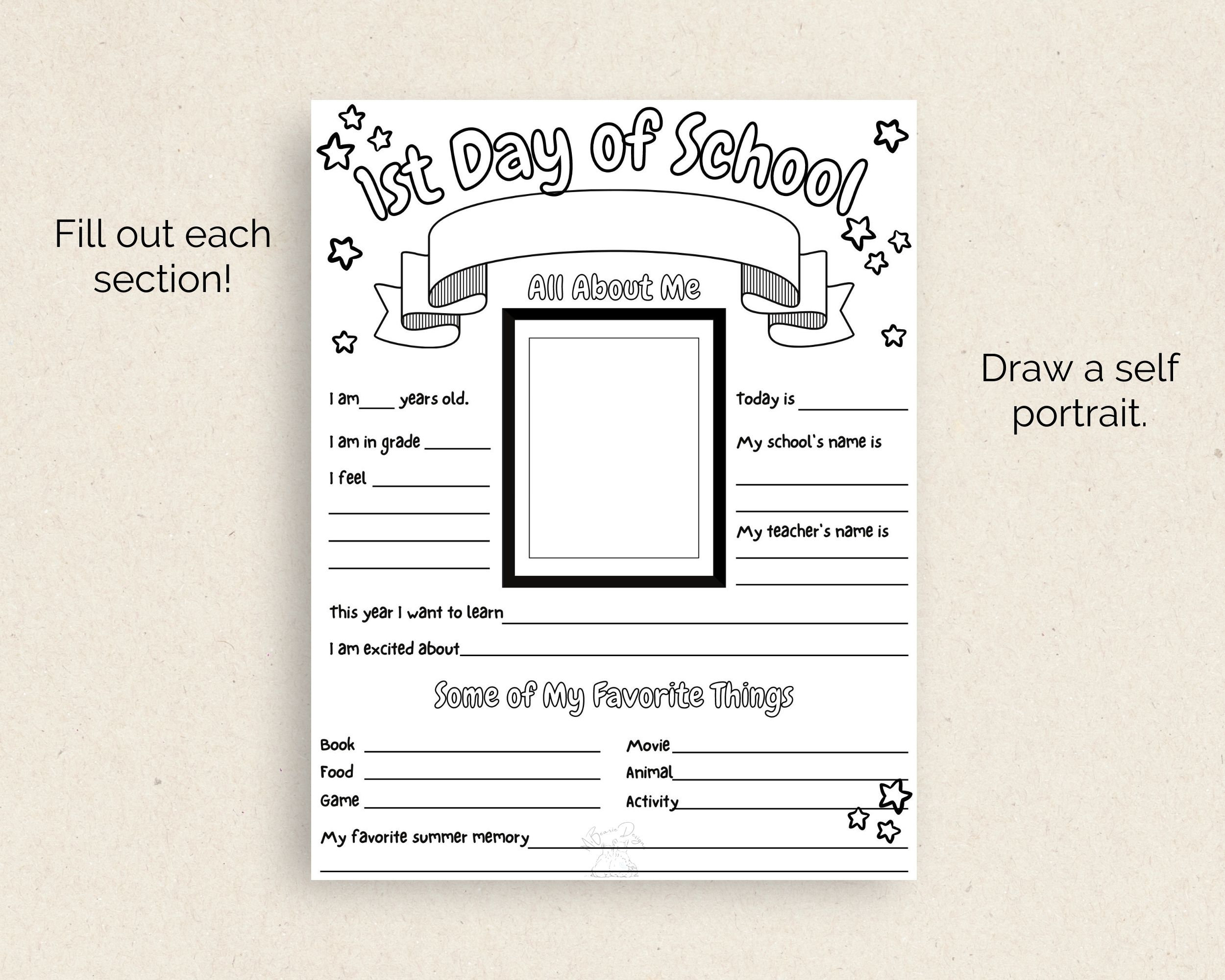 First and Last Day of School Printable - All About Me Printable - Get ...