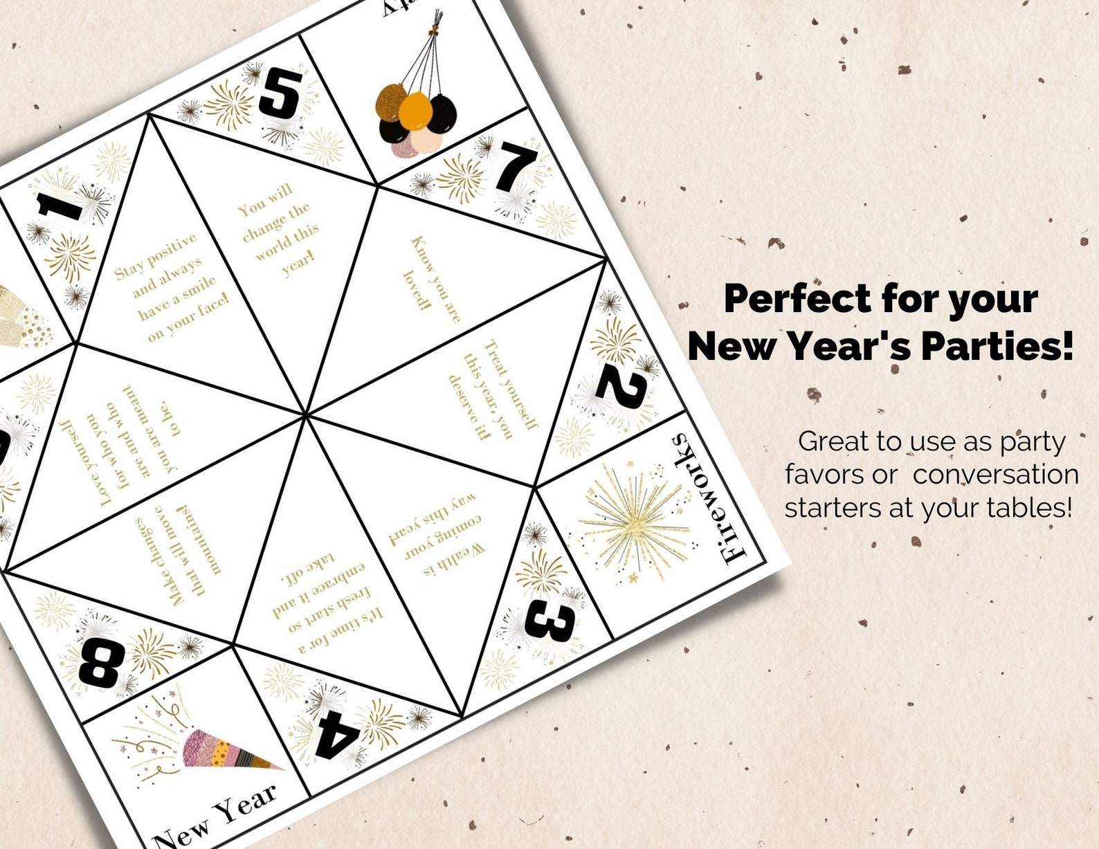 New Year's Motivational Cootie Catcher New Years Eve Games Printable ...