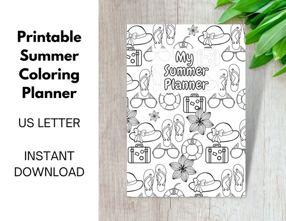 Summer Planner Summer Printable Coloring Page Planner and - Etsy