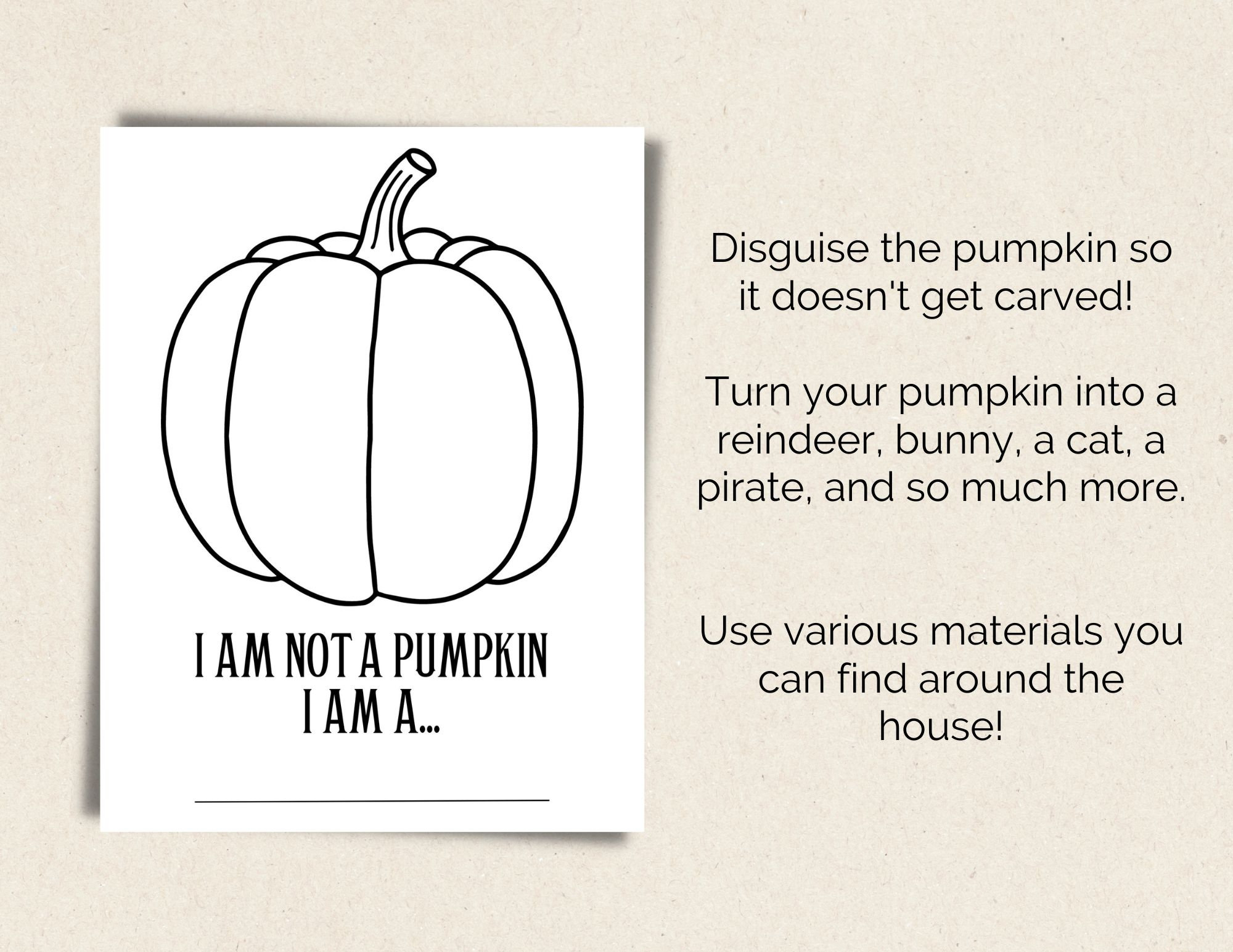 Disguise a Pumpkin Craft Project: Halloween Family Activity (instant ...