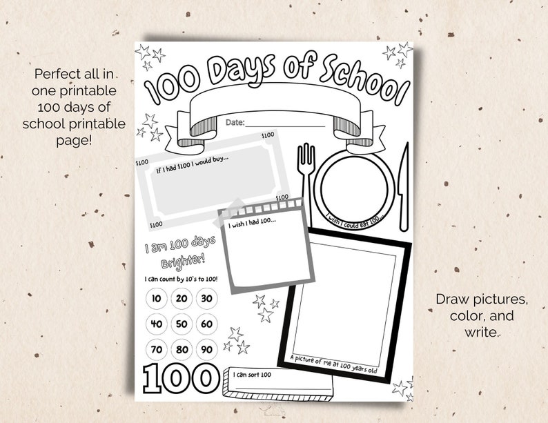 100 Days of School Printable - 100 Days of School - 100th Day of School ...