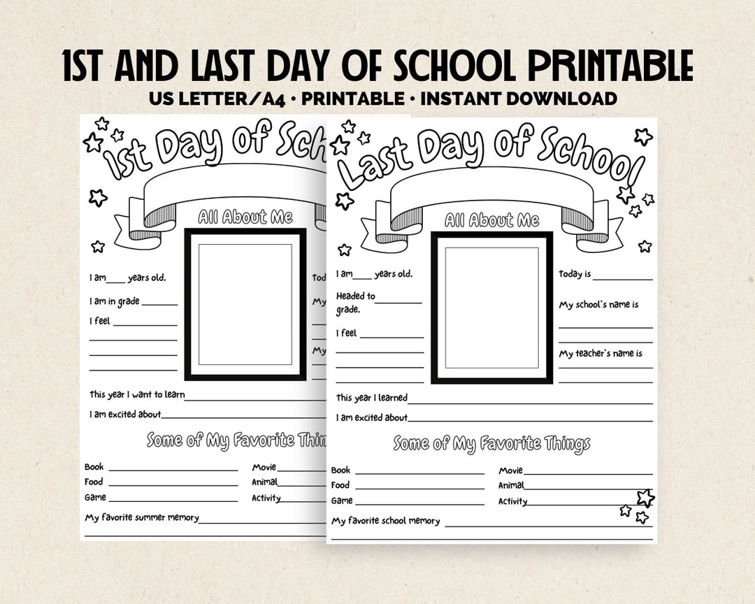 First and Last Day of School Printable - All About Me Printable - Get ...