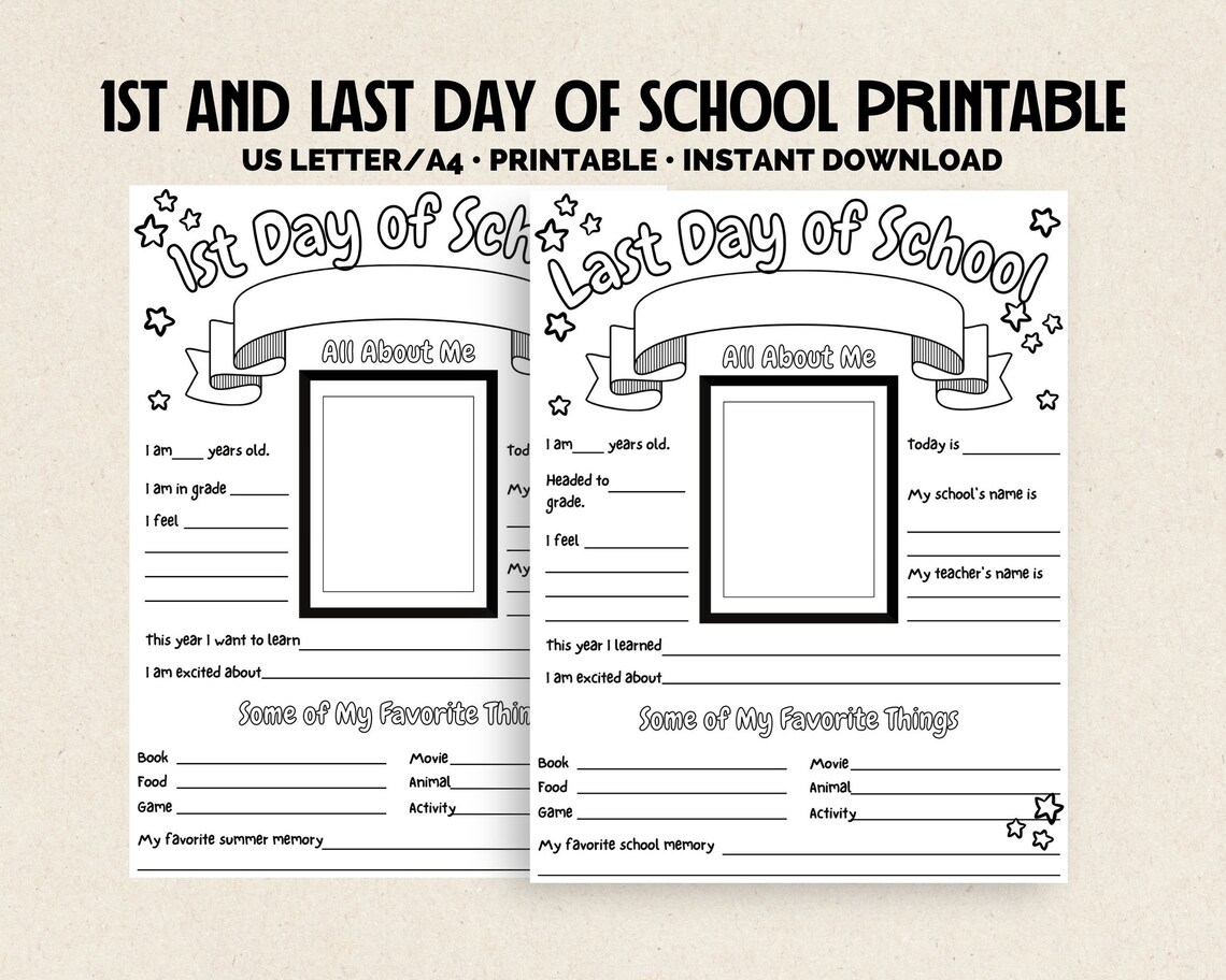 First and Last Day of School Printable All About Me Printable Get to ...