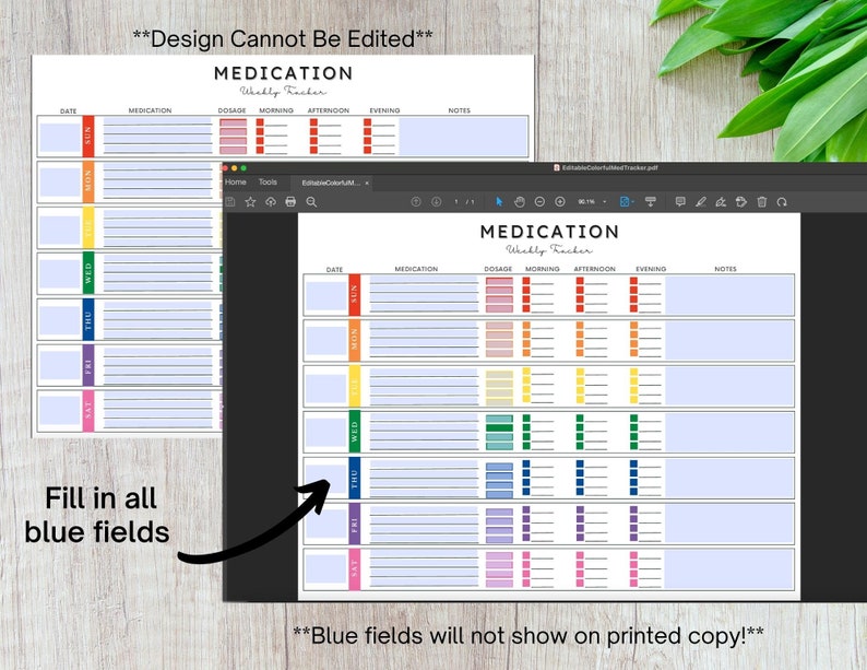 Medication Fillable Printable & Digital Tracker Chart Pages - Etsy UK