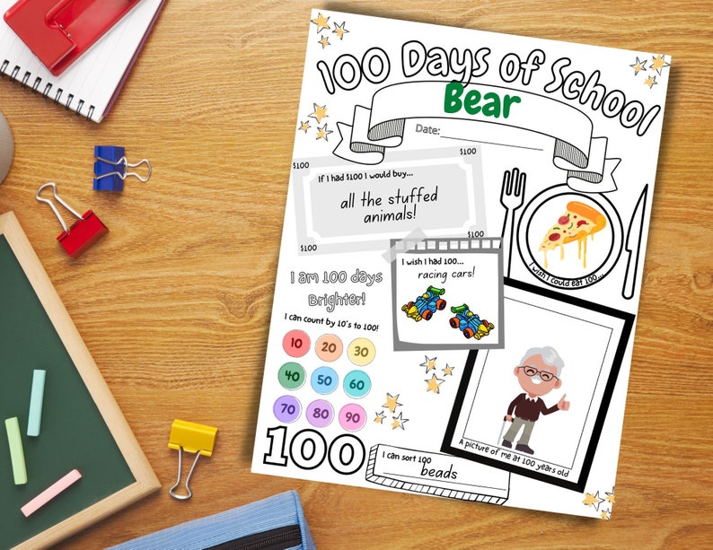 100 Days of School Printable - 100 Days of School - 100th Day of School ...