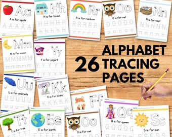 26 Printable Alphabet Tracing Pages 26 Letters With Animals Uppercase ...