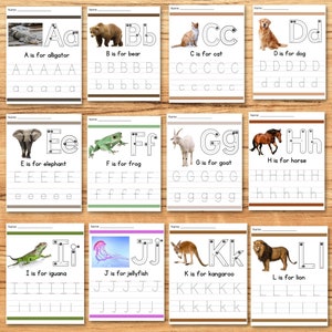 26 Printable Alphabet Tracing Pages 26 Letters With Real Animal ...