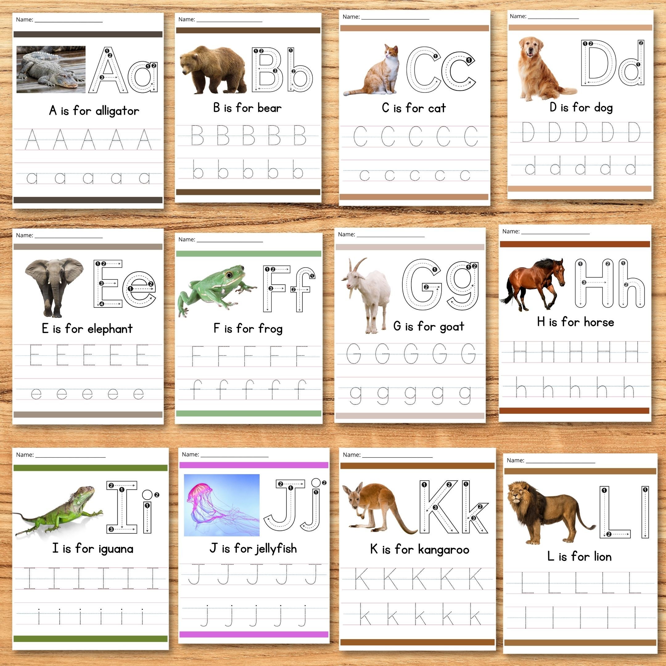 26 Printable Alphabet Tracing Pages 26 Letters With Real Animal ...