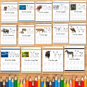 26 Printable Alphabet Tracing Pages 26 Letters With Real Animal ...