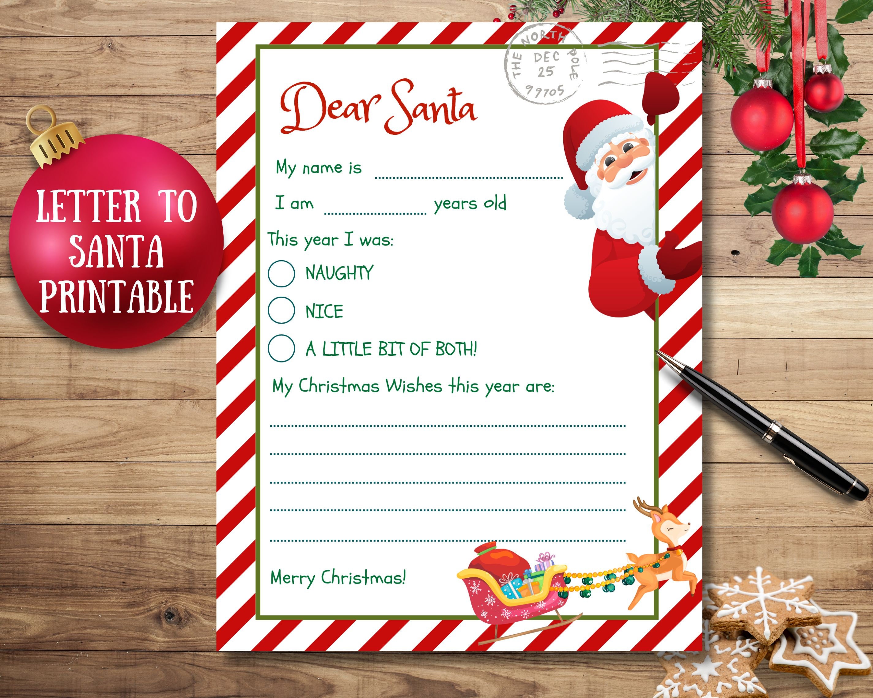 Letter to Santa PRINTABLE / Kids Letter to Santa / Santa - Etsy