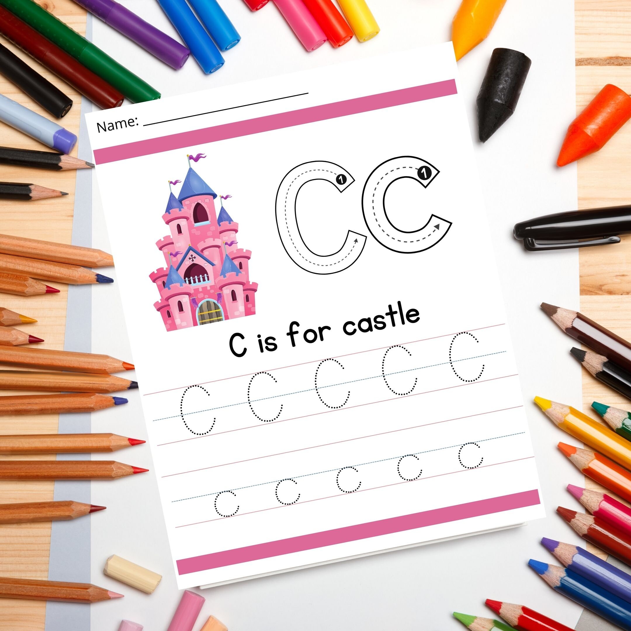 26 Printable Alphabet Tracing Pages 26 Letters With Pictures Uppercase ...