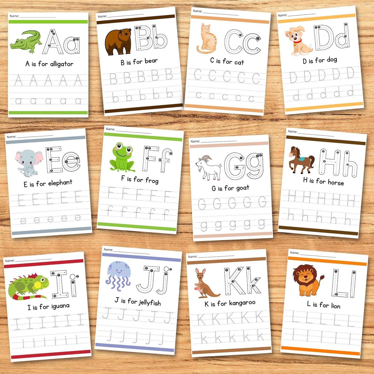26 Printable Alphabet Tracing Pages 26 Letters With Animals Uppercase ...
