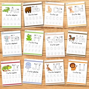 26 Printable Alphabet Tracing Pages 26 Letters With Animals Uppercase ...