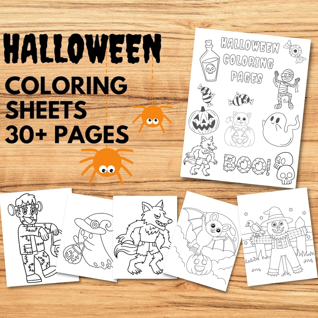 Halloween Coloring Pages, Printable Halloween Coloring Book, Over 30 ...