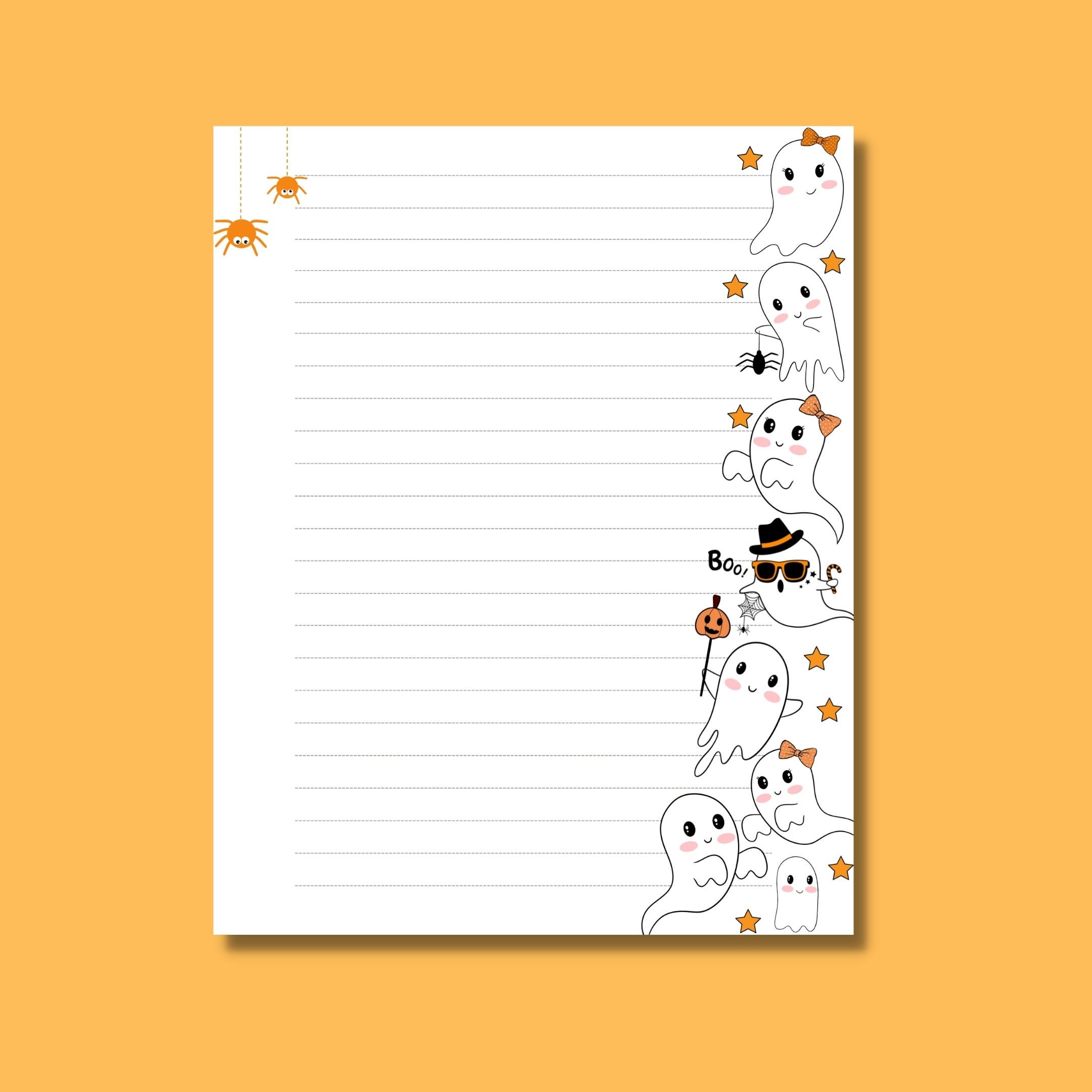 Halloween Printable Stationery Cute Ghost 8.5x11 Printable Paper ...