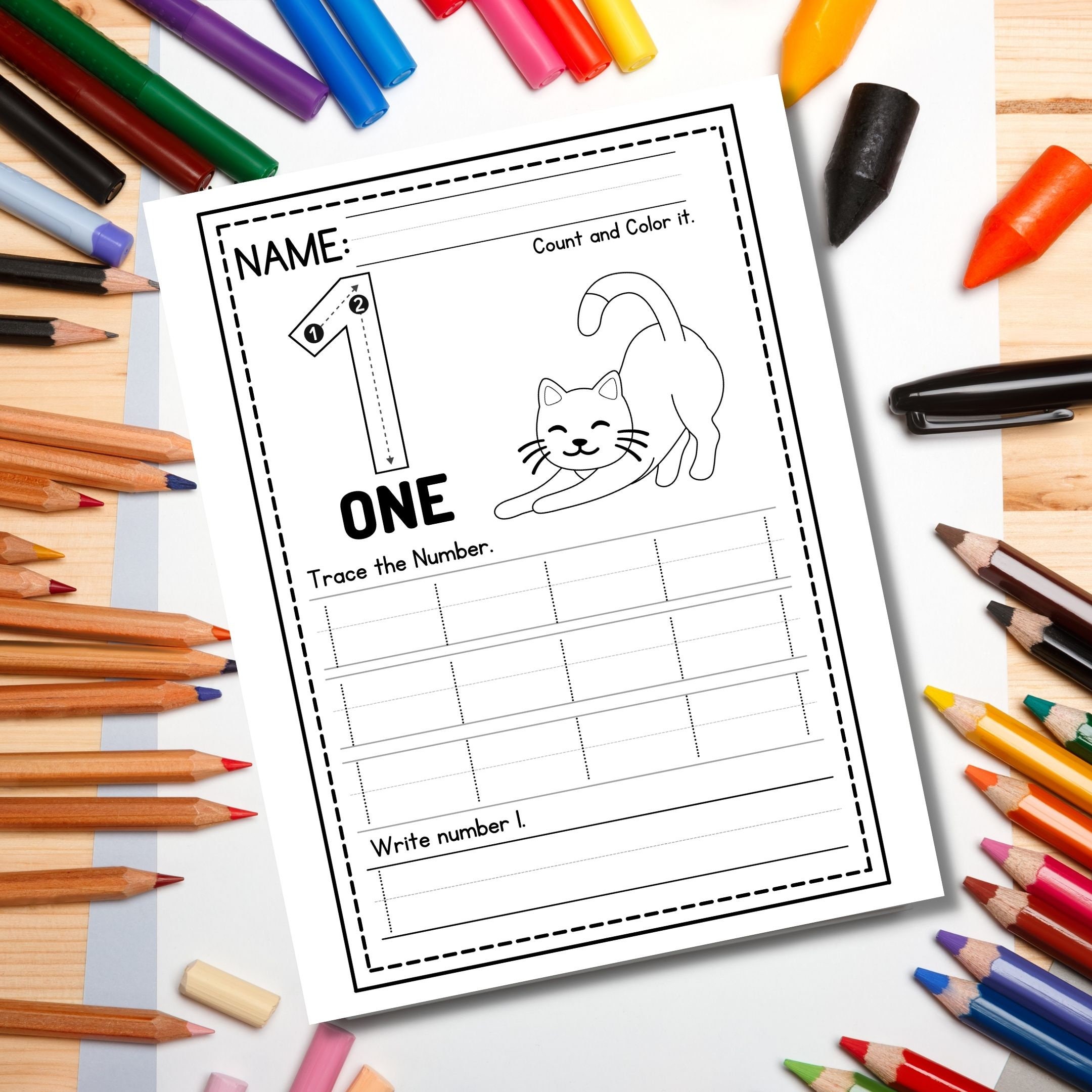 10 Printable Numbers Trace Color and Count Worksheets 's 1 10 PDF ...