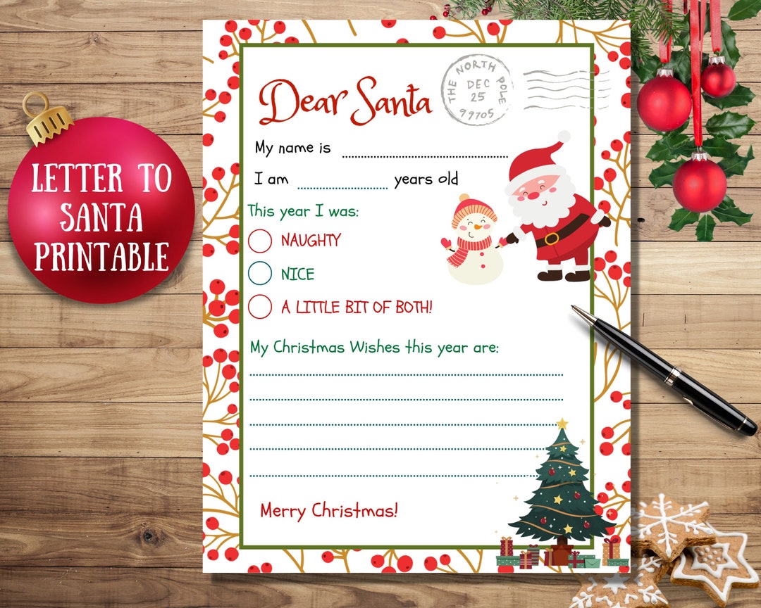 Letter to Santa PRINTABLE / Kids Letter to Santa / Santa - Etsy