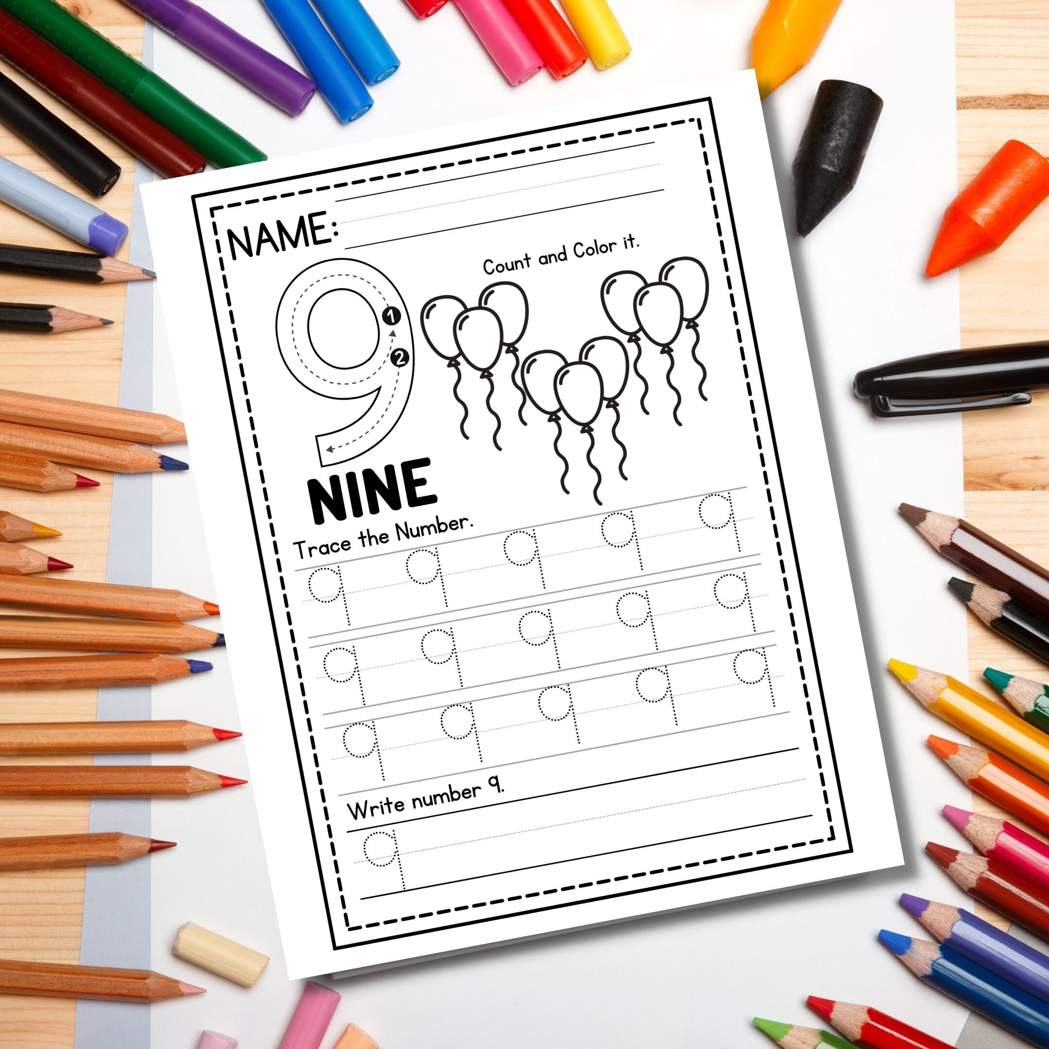 10 Printable Numbers Trace Color and Count Worksheets 's 1 10 PDF ...