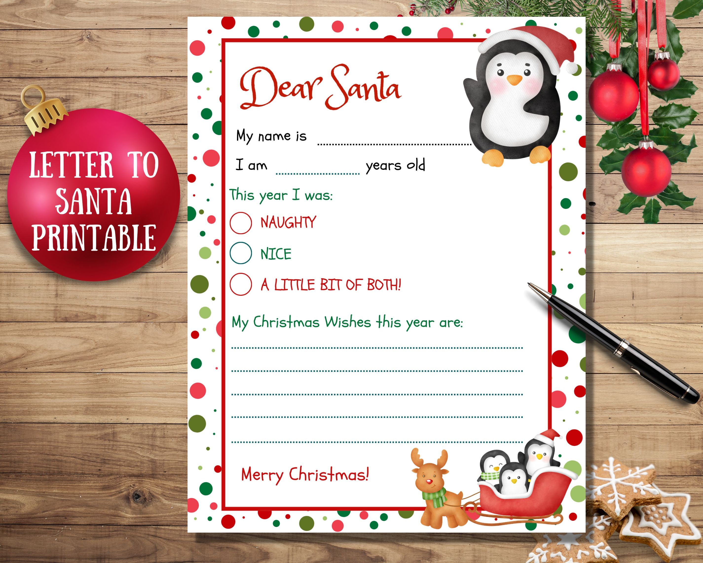 Letter to Santa PRINTABLE / Kids Letter to Santa / Santa - Etsy
