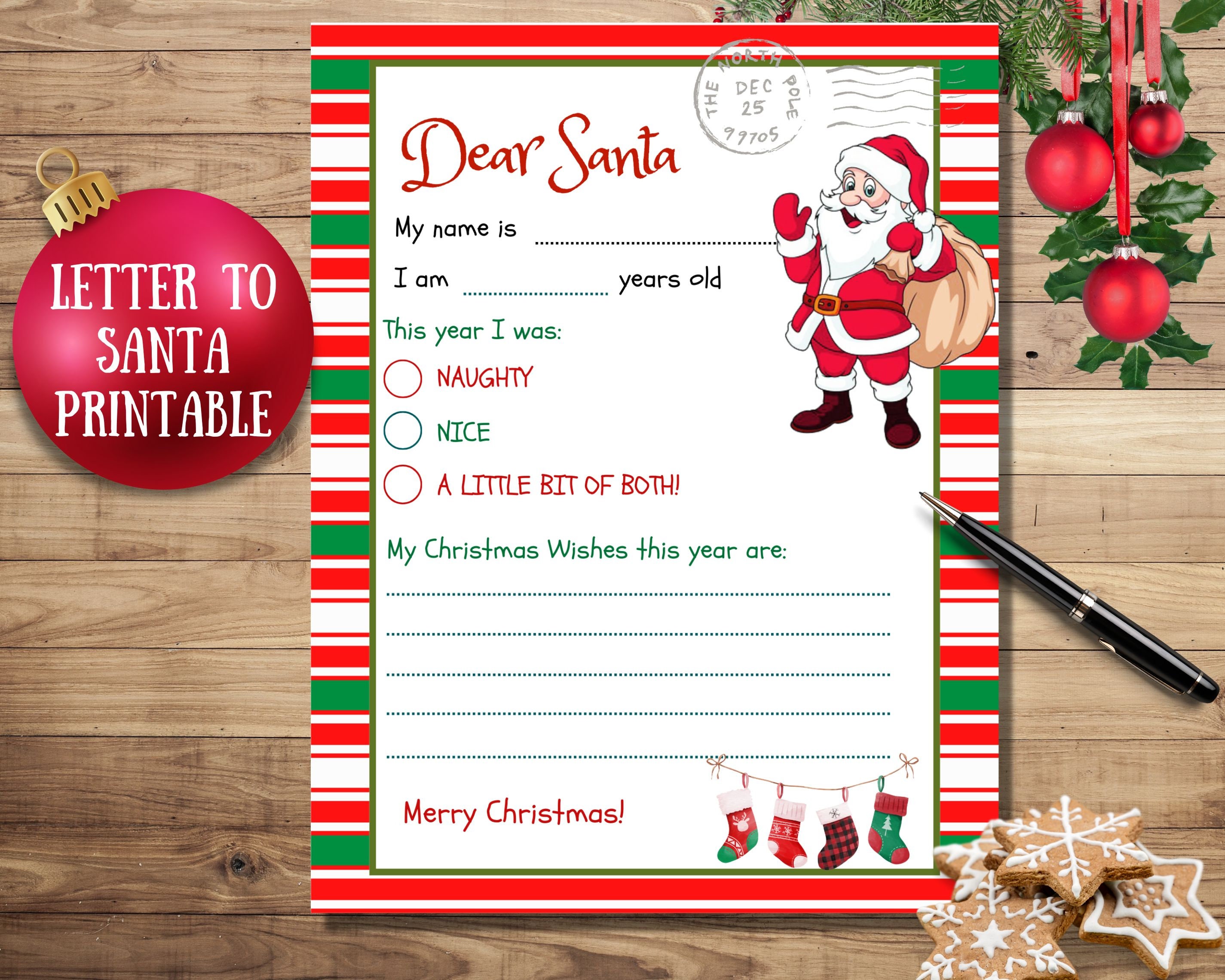 Letter to Santa PRINTABLE / Kids Letter to Santa / Santa - Etsy