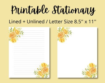 Pink Roses Printable Stationery 8.5x11 Digital Printable Paper, Instant ...
