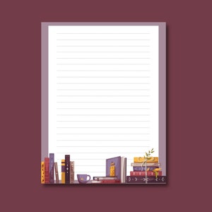 Bookish Stationery 8.5x11 Printable Paper, Instant Download, Digital ...