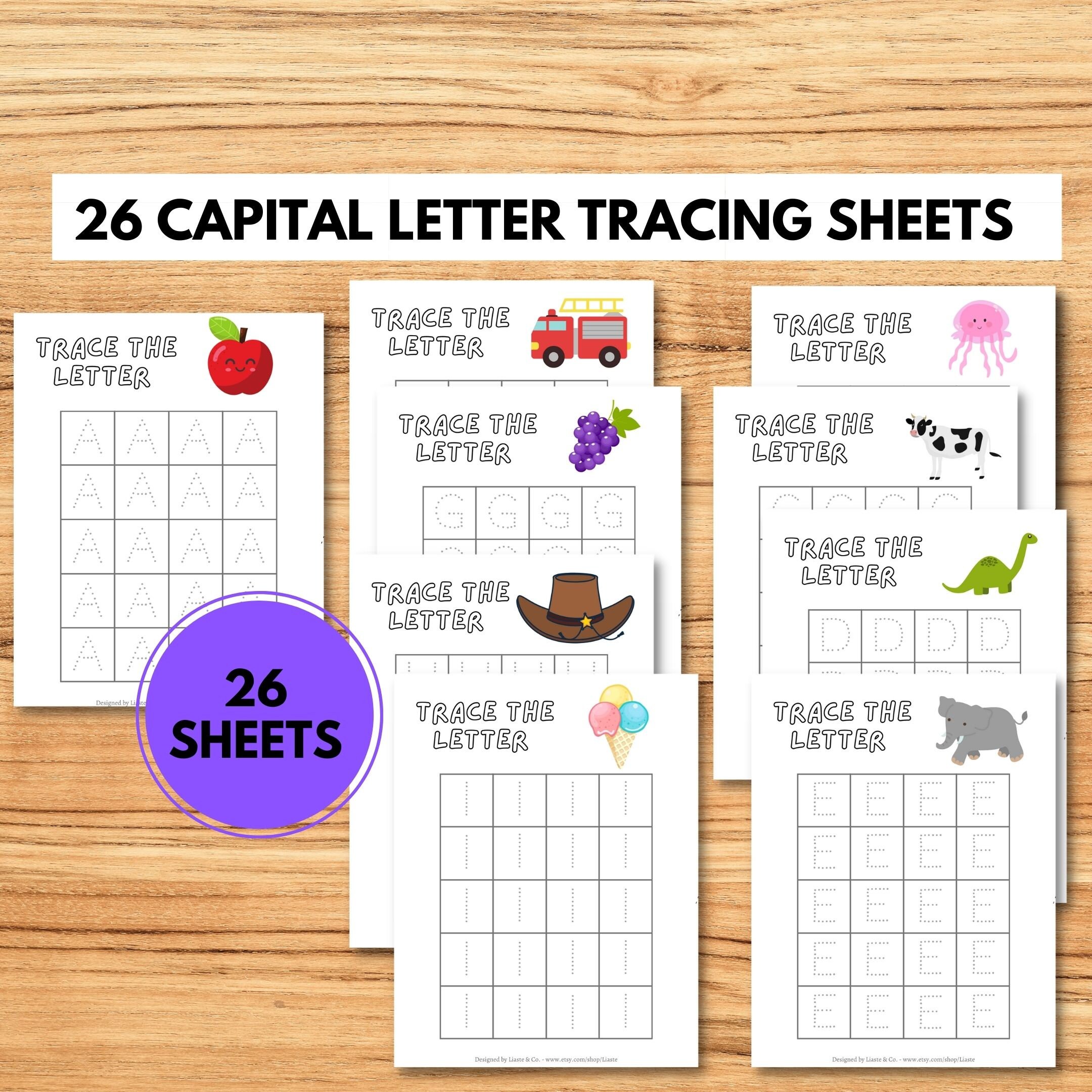 26 Printable Alphabet Tracing Pages Capital Letters With Matching ...