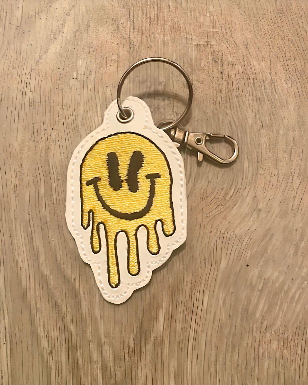 Melted Smile Face Keychain | Smiley | Embroidery Keychain | Melted ...