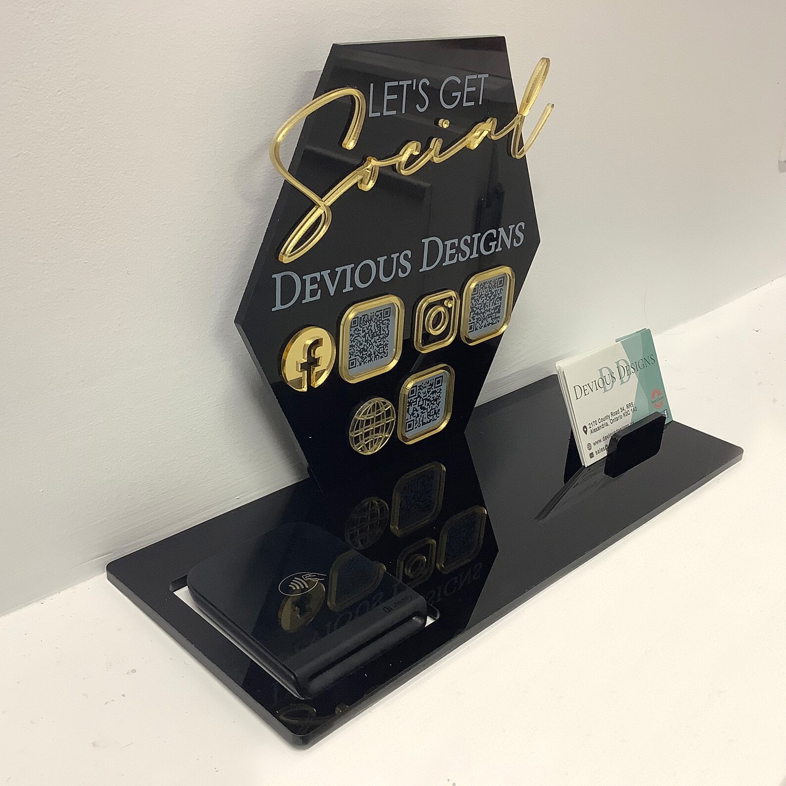 Let's Get Social Plaque / Custom Business Social Media Sign / Signage ...