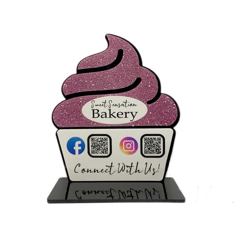 Cupcake Connect With Us! QR Code Sign / Business Social Media Sign ...