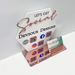 Let's Get Social QR Code Sign - Hexagon Shape / Business Social Media ...