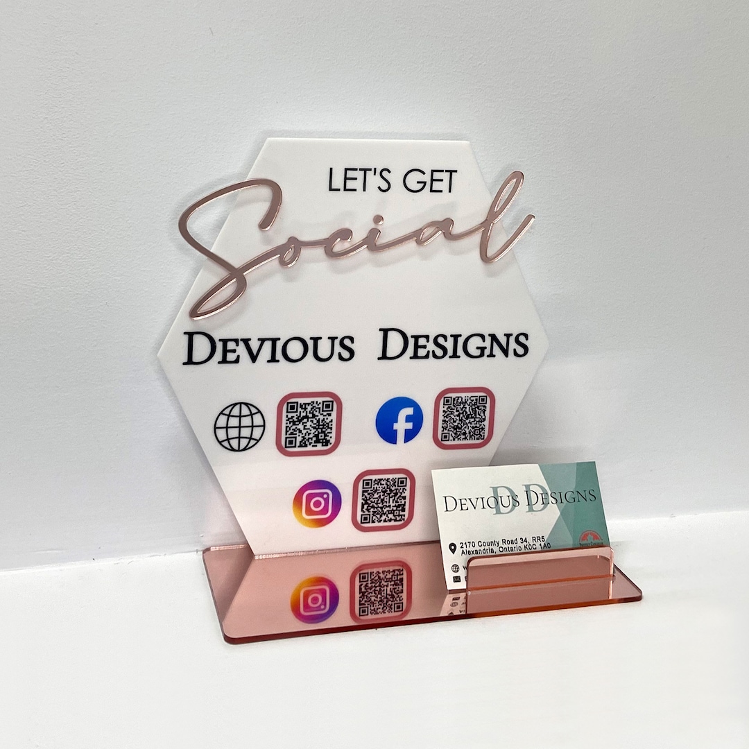 Let's Get Social QR Code Sign - Hexagon Shape / Business Social Media ...