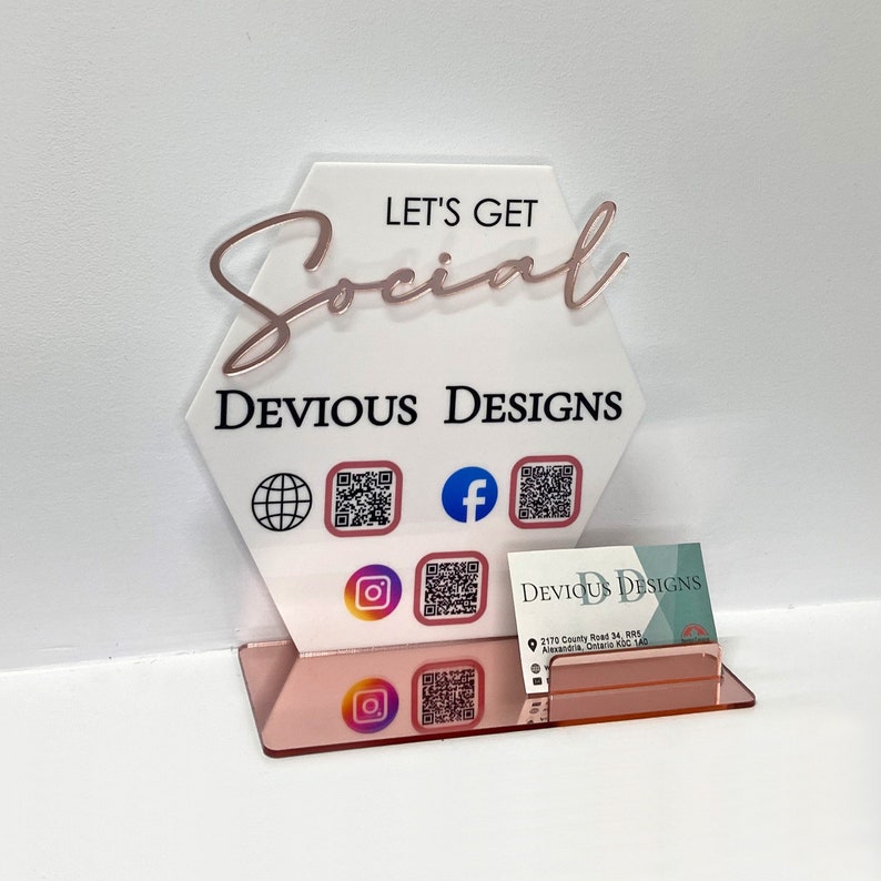 Let's Get Social QR Code Sign Hexagon Shape / Business - Etsy