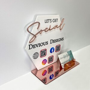 Let's Get Social QR Code Sign - Hexagon Shape / Business Social Media ...