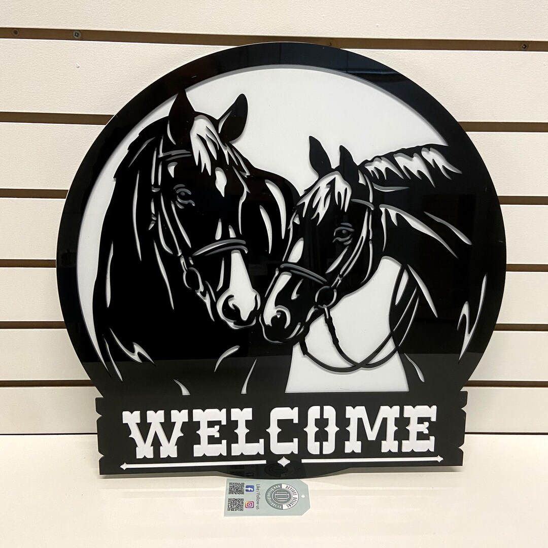 Horse Welcome Sign - Round | Indoor & Outdoor Sign | Entry Way Sign ...