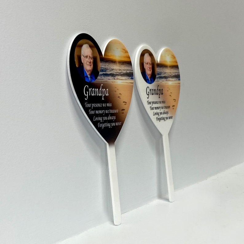 Footprints in the Sand Personalized Cemetery Memorial Heart Stake ...