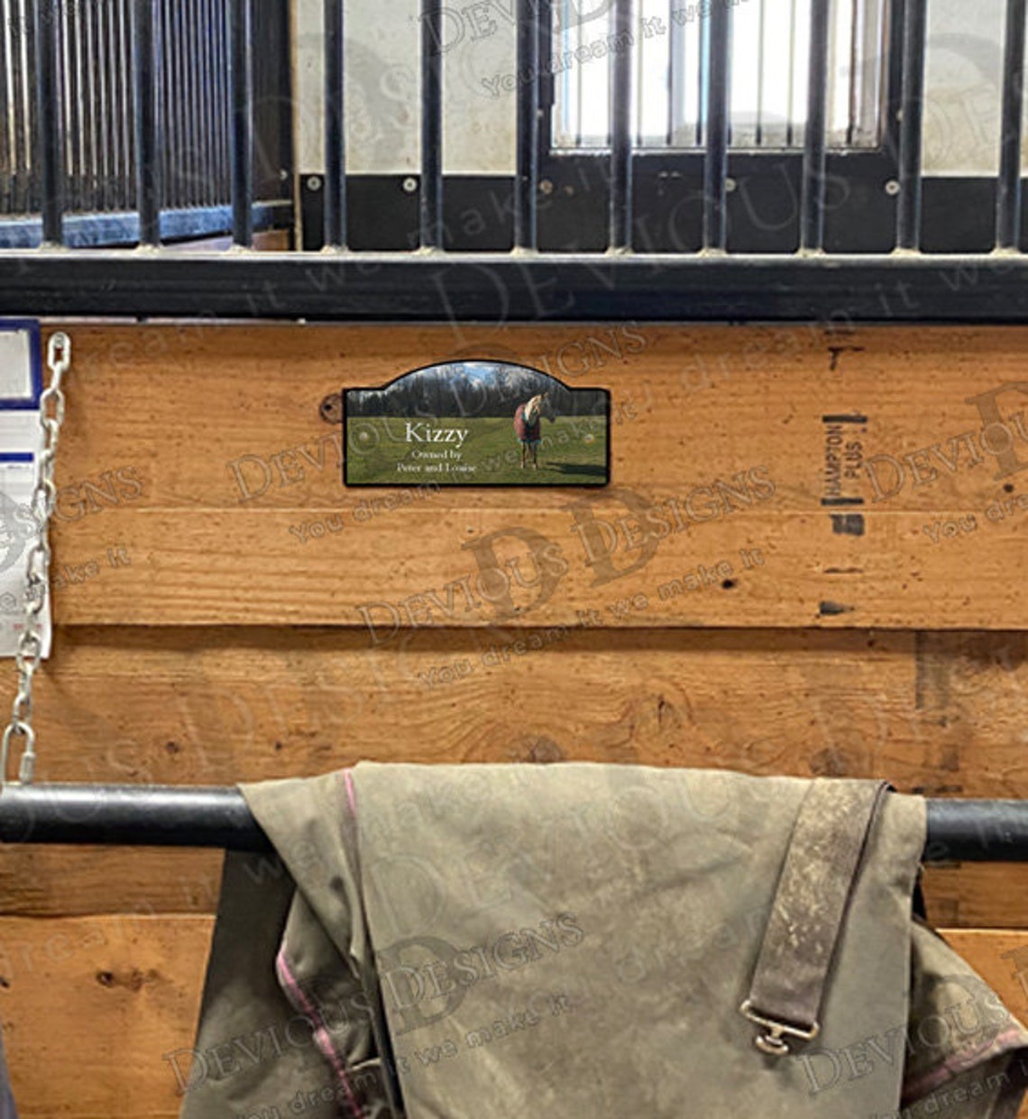 Barn Stall Sign With Full Background Picture | Horse Stall Name Plate ...