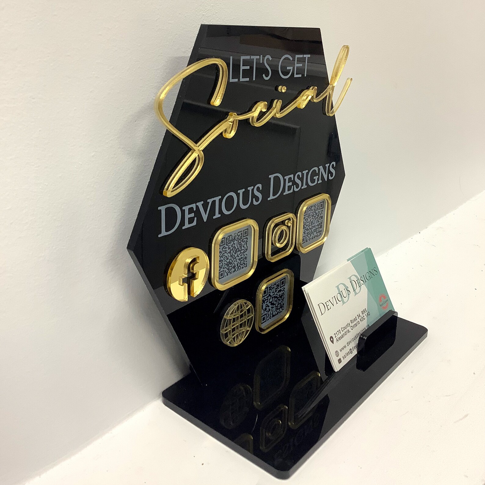 Let's Get Social Plaque / Custom Business Social Media Sign / Signage ...