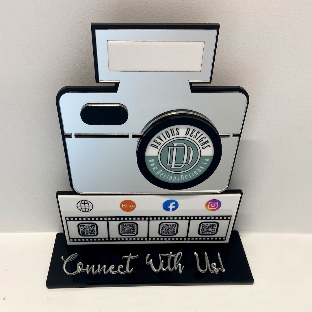 Camera Connect With Us! QR Code Sign / Business Social Media Sign ...