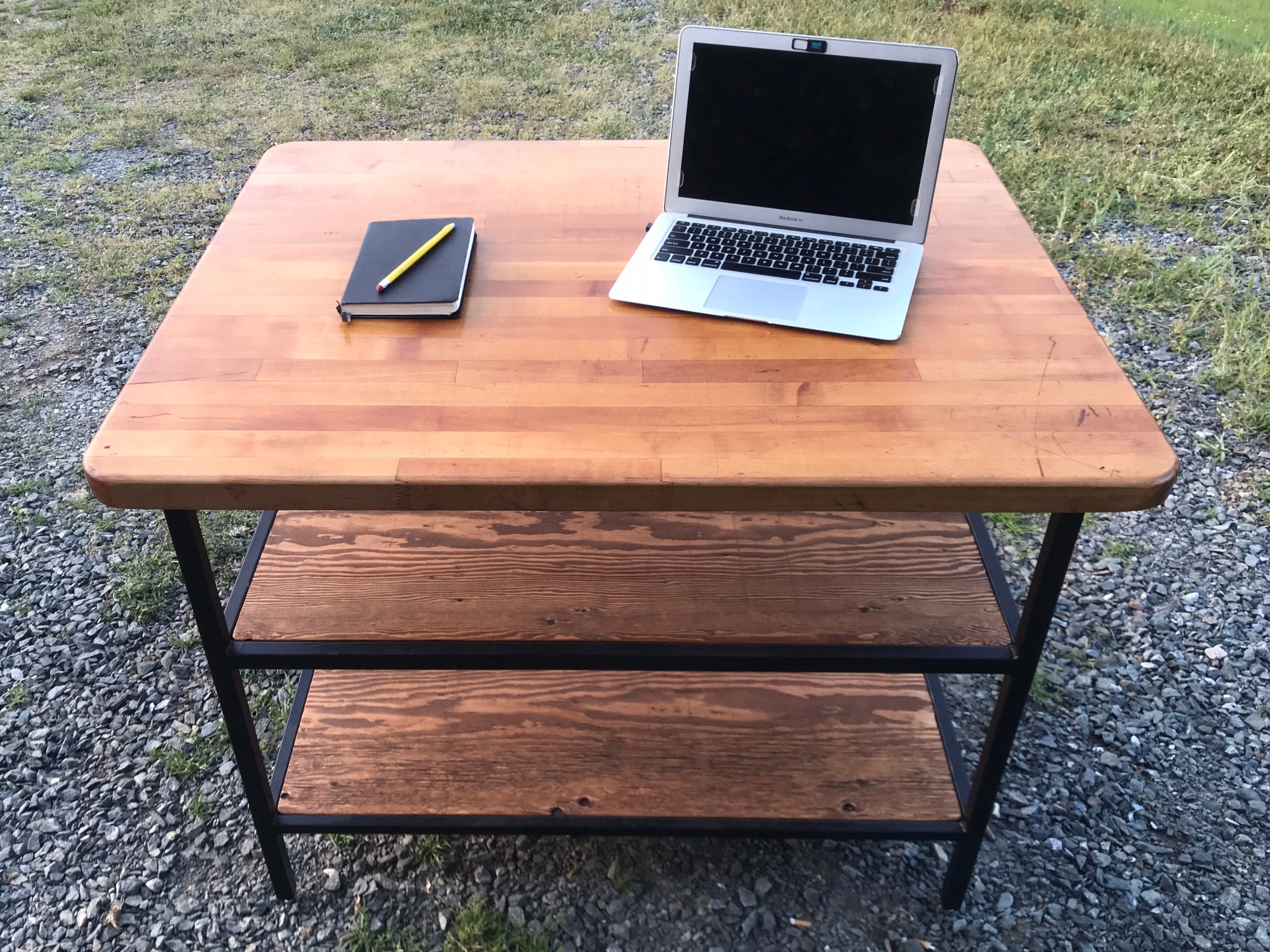 Custom Industrial Welded Steel Workbench Desk Table for Garage Shop ...