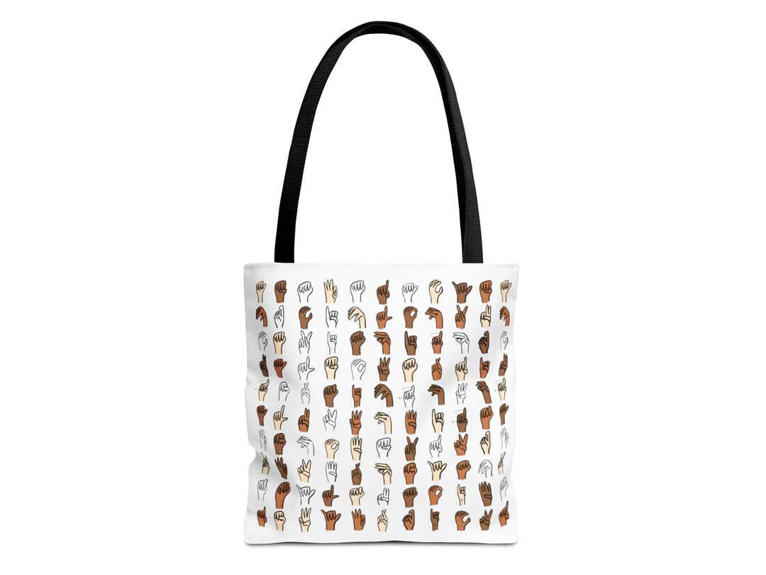 ASL Tote Bag skin Tones Version, Teacher Totes, Teacher Gifts, Deaf ...