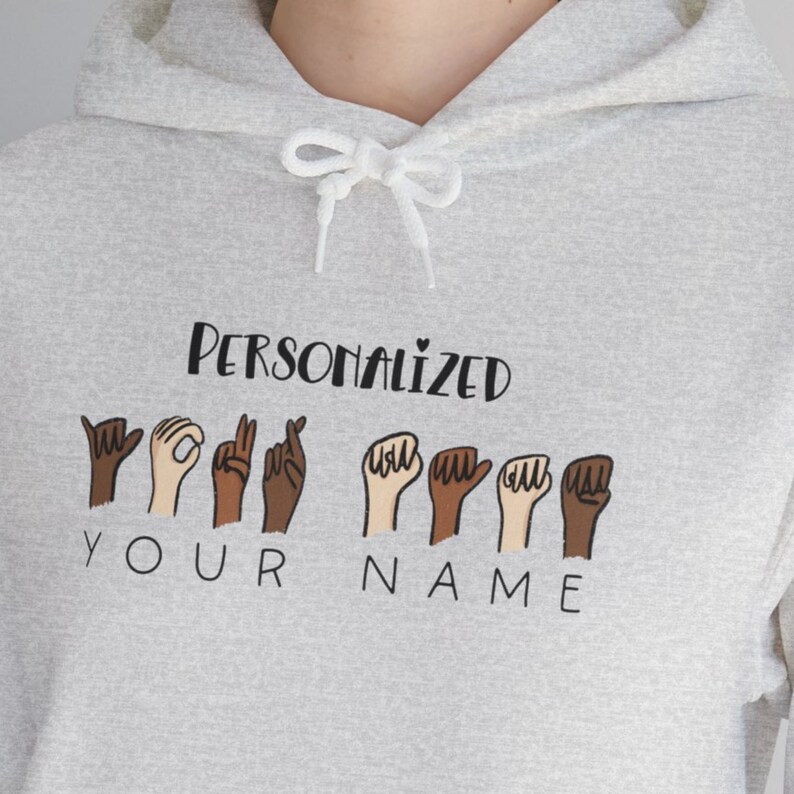 Customizable ASL Hoodie: Personalized Name Sign Language Gift - Etsy