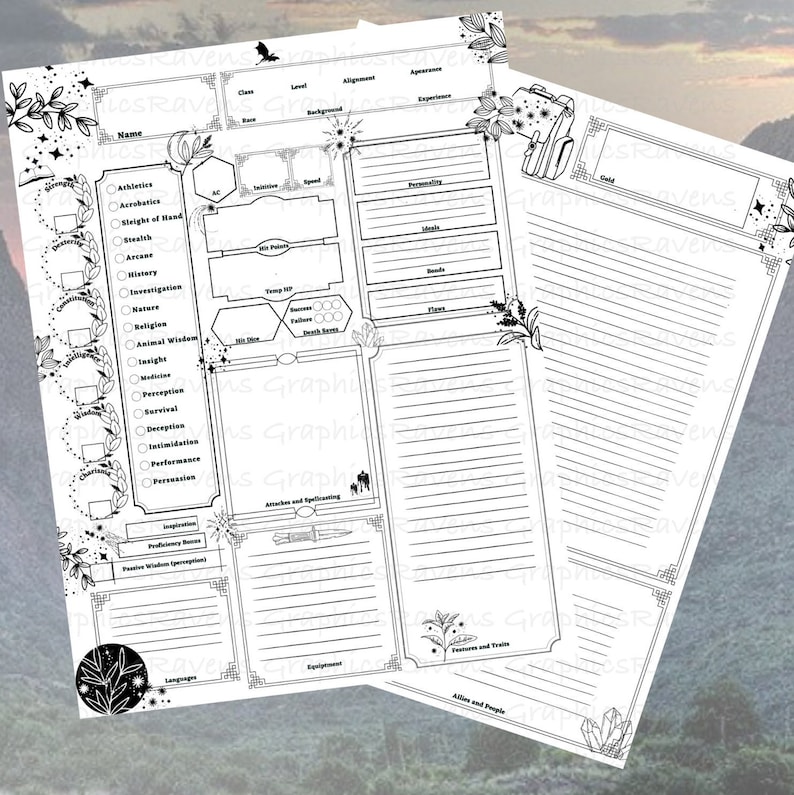 Character Sheets Role Playing Table Top D&D Stargazing Character Sheets ...